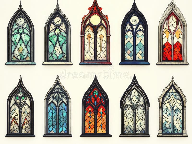 Stained Glass Windows on a Wall Stock Image - Image of pattern, stained ...