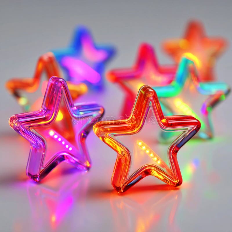 Arrangement of Colorful Star Shaped Lights on a Light Surface on ...