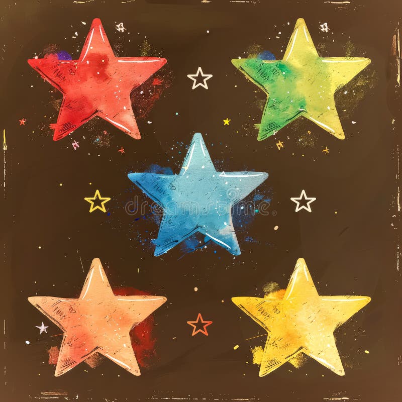 A Set of Colorful Stars with a Yellow Star in the Middle. Stock Image ...
