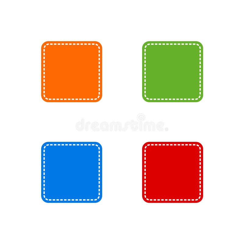 Set of Colorful Stitched Square Shape Stock Vector - Illustration of ...