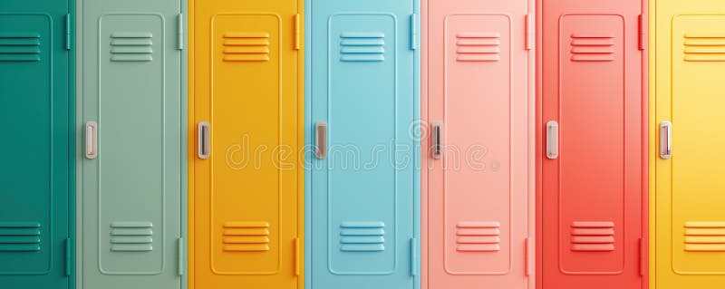 Set of Colorful Student Lockers with Personalized Decorations, Back To ...