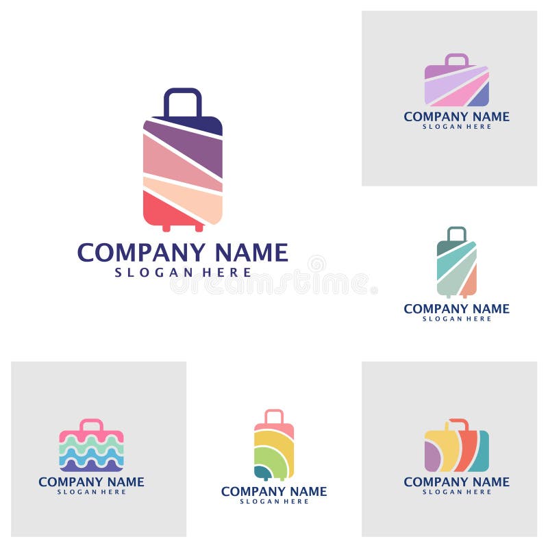 Set of Colorful Suitcase Logo Design Vector. Suitcase Logo Design ...