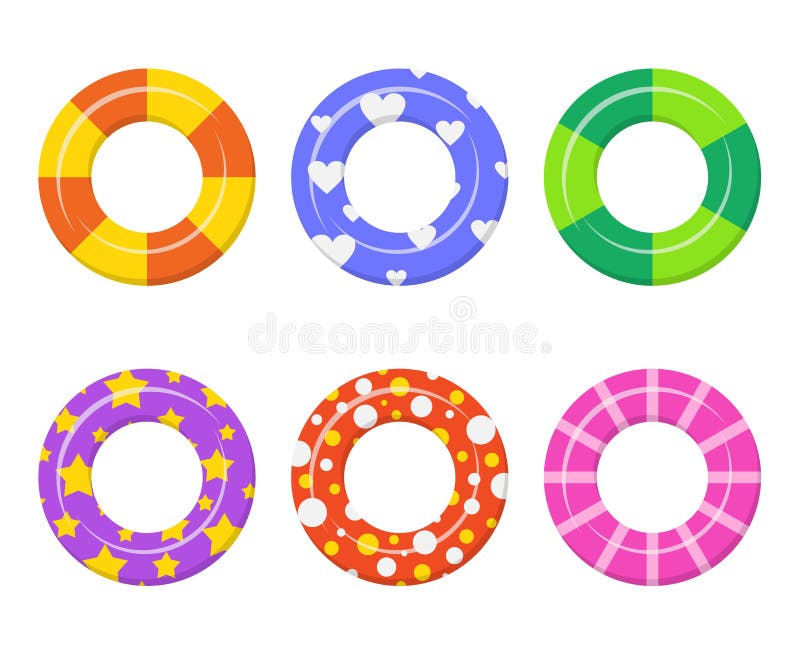 Set Colorful Swim Rings Icon Isolated on White Background. Stock Vector ...
