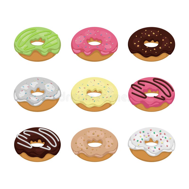 Set of Colorful Tasty Donuts, Vector Stock Vector - Illustration of ... Set of Colorful Tasty Donuts, Vector Stock Vector - Illustration of ...