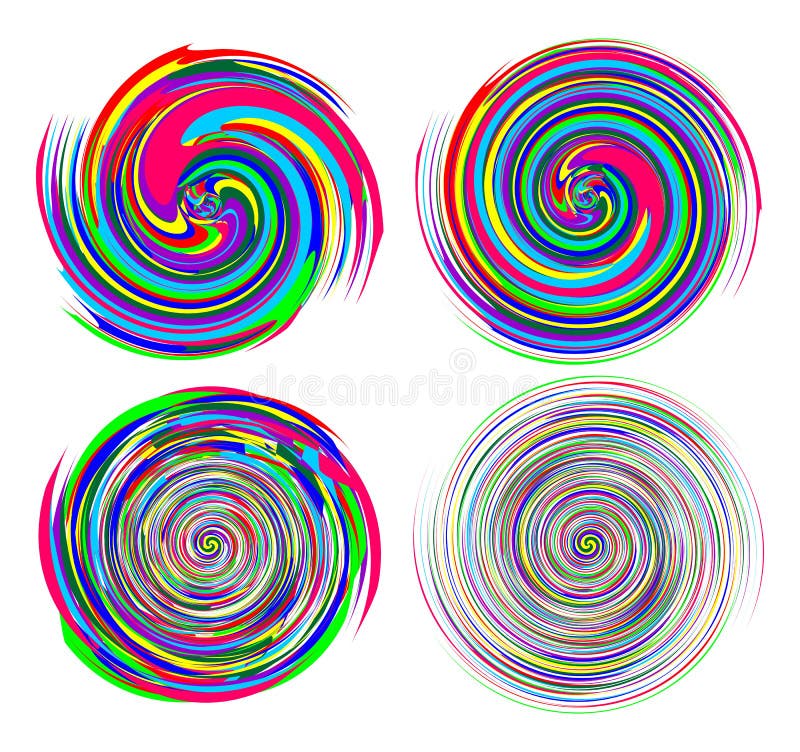 Set of Colorful Textured Spiral Abstract Elements Stock Vector ...