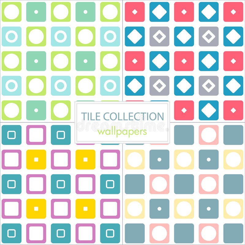 Set of Colorful Tiles Patterns Stock Vector - Illustration of colorful ...