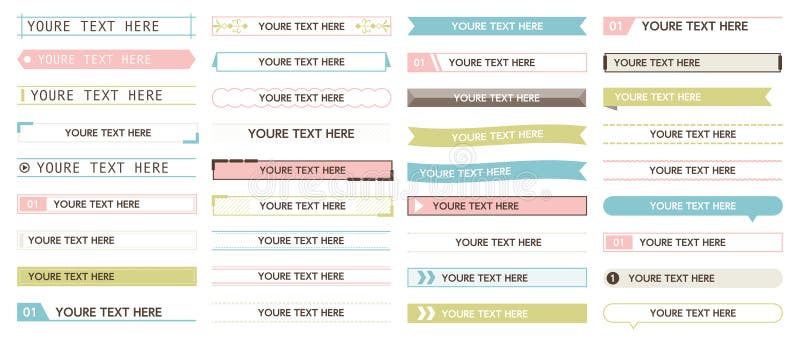 Set of Colorful Title Designs Stock Vector - Illustration of frame ...