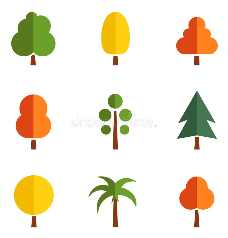 Set of colorful trees stock vector. Illustration of forest - 64381559