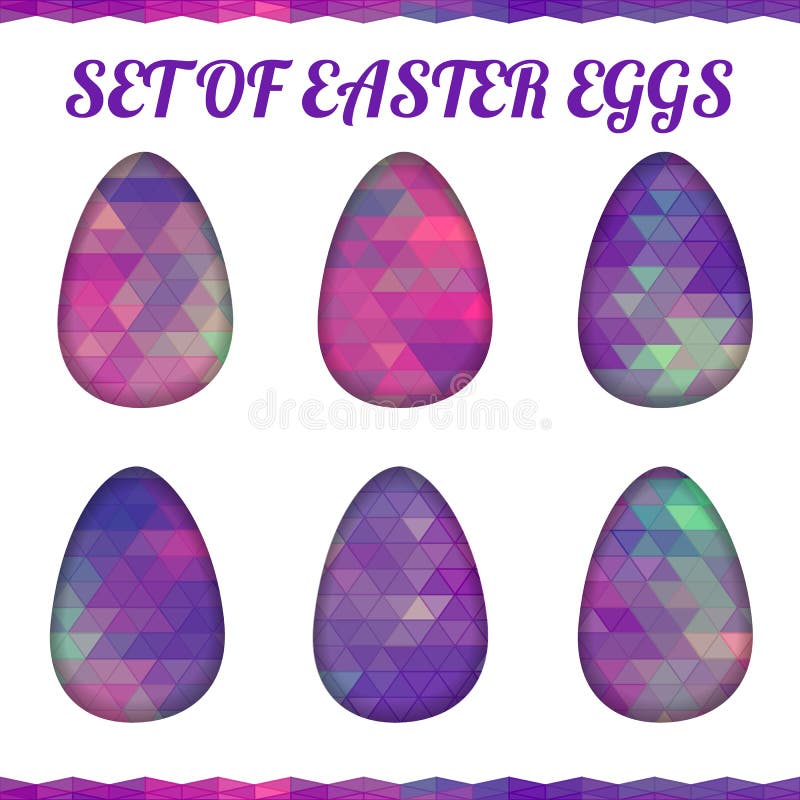 Set of Colorful Triangle Polygonal Easter Eggs Stock Vector - Illustration of decoration, bright ...