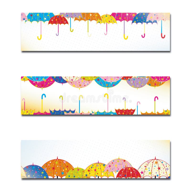 Set of Colorful Umbrella Autumn Rain Banner Stock Vector - Illustration ...