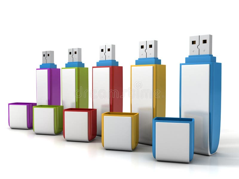 Set of Colorful Usb Flash Drive Memory on White Background Stock ...