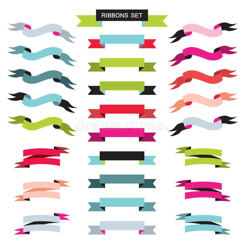 Set of Colorful Vector Ribbons Isolated on White Background. Stock ...