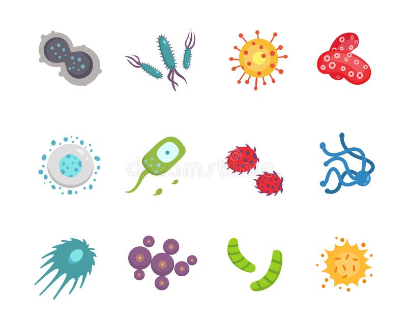 Set Colorful Viruses Vector Illustration. Bacteria and Micro-organisms ...