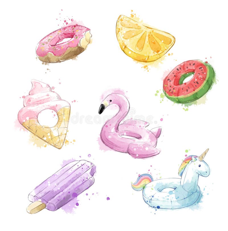 Watercolor Floaties Stock Illustrations – 3 Watercolor Floaties Stock ...