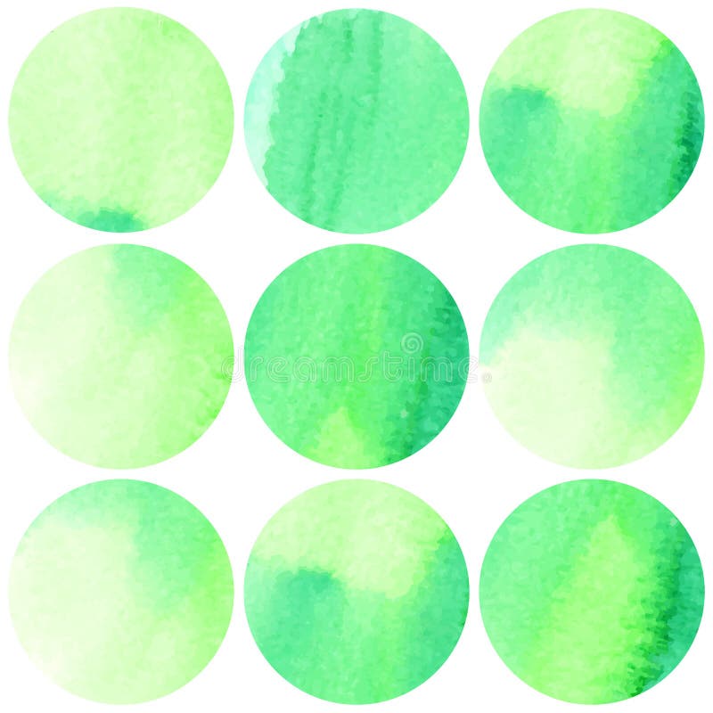Set of 9 Colorful Watercolor Round Spots. Stock Vector - Illustration ...