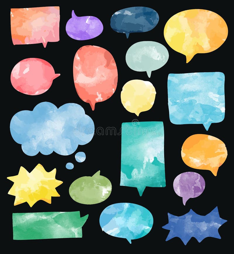 Set of Colorful Watercolor Speech Bubbles Vector Stock Vector ...