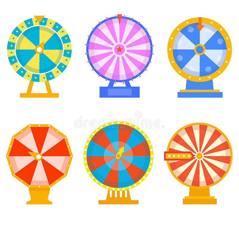Set of Colorful Wheel of Fortune Games Featuring Vibrant Patterns ...