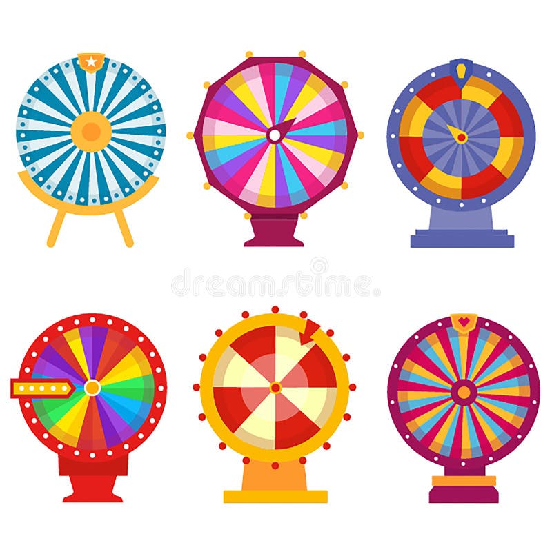Set of Colorful Wheel of Fortune Games Featuring Vibrant Patterns ...