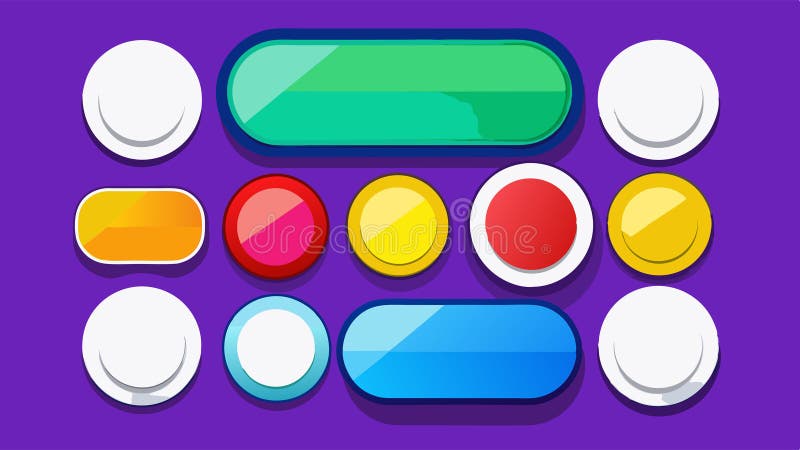 Set Colorful and White Round Rectangle Web Buttons Vector Design Stock ...
