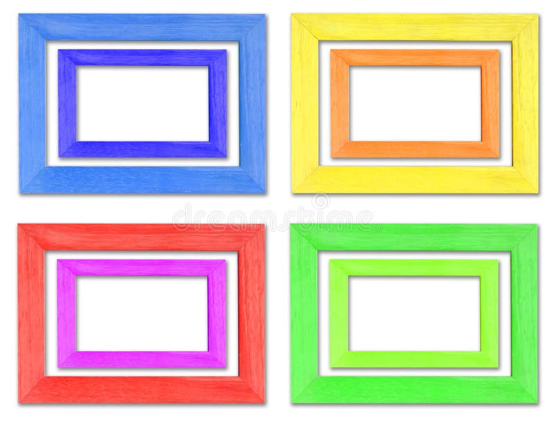 Set of Colorful Wooden Frame Stock Image - Image of element, retro ...