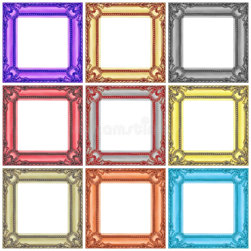 Set of Colorful Wooden Frames Isolated on White Stock Photo - Image of ...