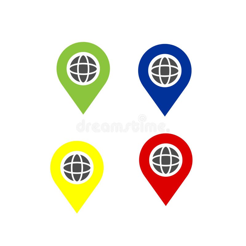 Set Colorful World Map Pointer Icon and Logo Stock Illustration ...