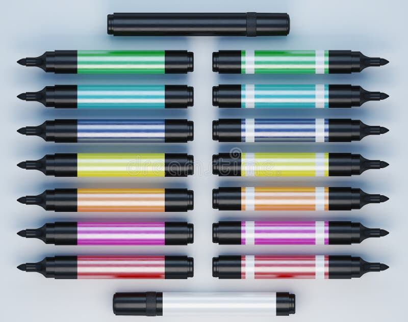 Set of Colorfull Markers Laying Side by Side Stock Illustration ...