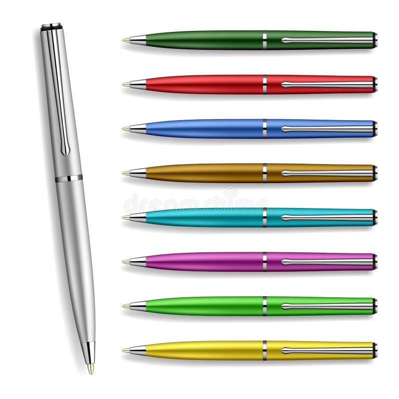 Set Colorfull Pens Design Vector Illustration Stock Vector ...