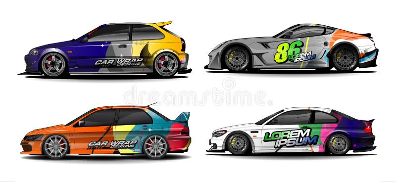 Set of Colorfull, Simple, and Modern Vehicle Vinyl Wrap Designs Stock ...