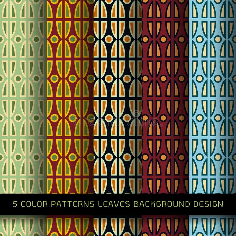 Set of 5 Colors Patterns with Flowers and Abstract. Stock Vector ...