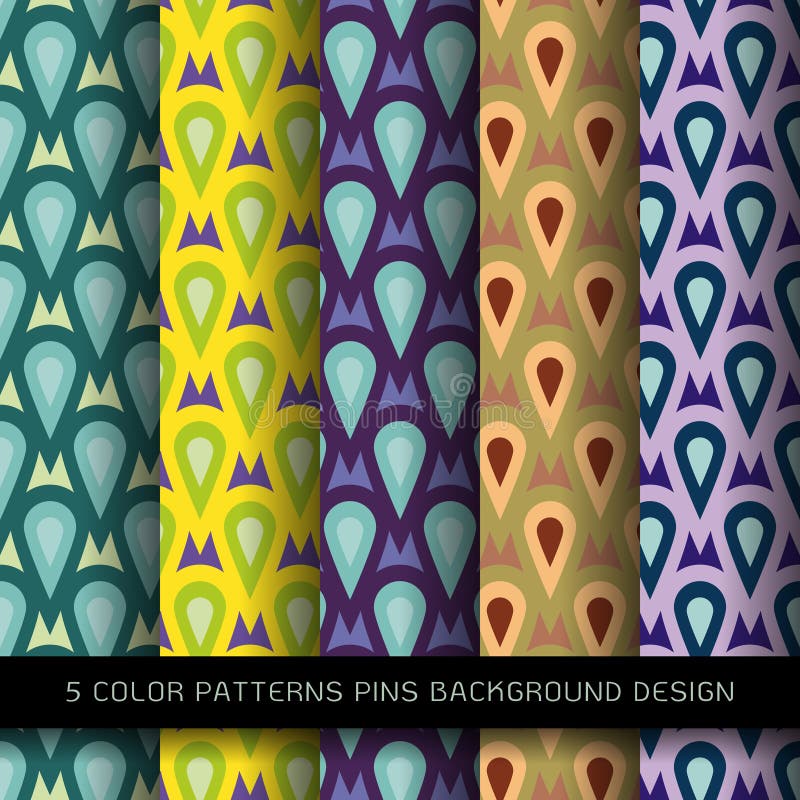 Set of 5 Colors Patterns with Flowers. Stock Vector - Illustration of ...