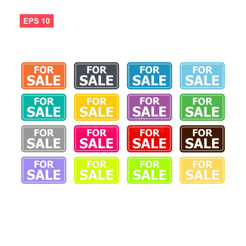 Set Colors of for Sale Sign Vector Isolated Stock Vector - Illustration ...