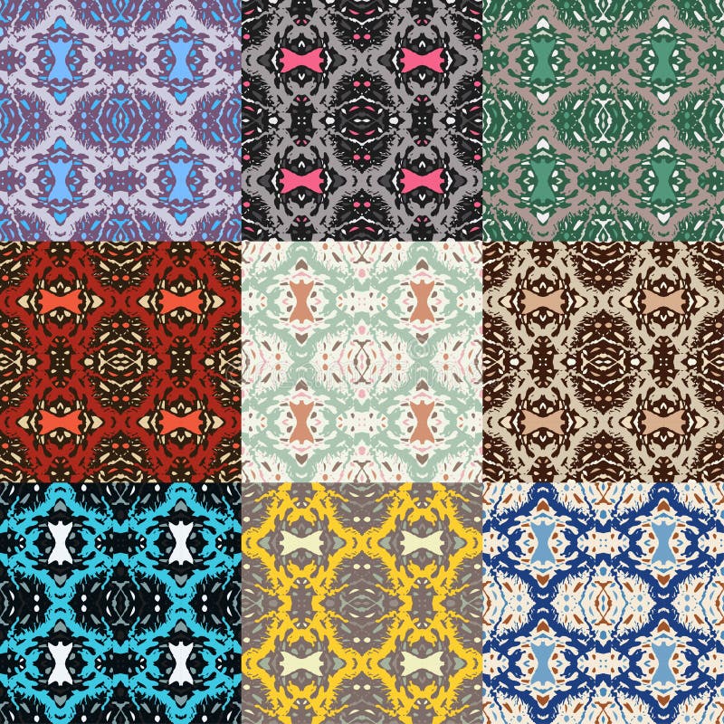 A Set of 9 Colors. Seamless Pattern with Spots and Stripes of Wild ...