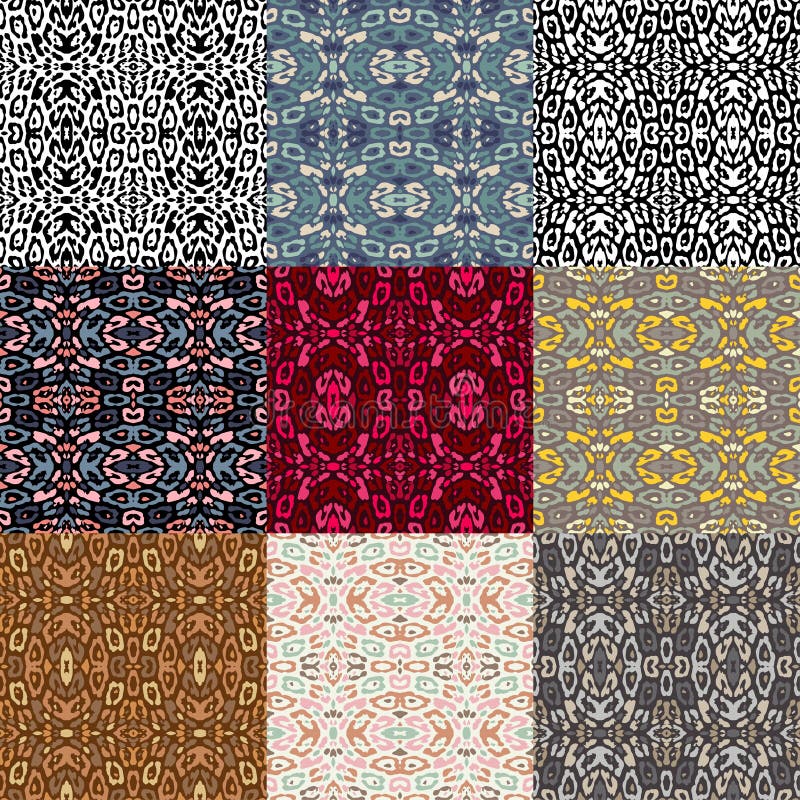 A Set of 9 Colors. Seamless Pattern with Spots and Stripes of Wild ...