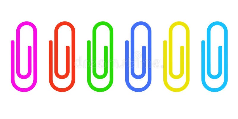 Set of Colour Paper Clip Icons Isolated on White Background Stock ...