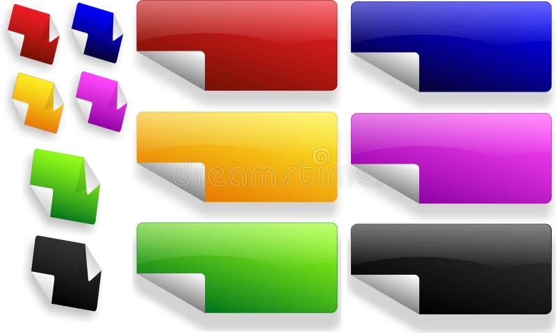 Set of colour stickers stock vector. Illustration of pink - 10305731