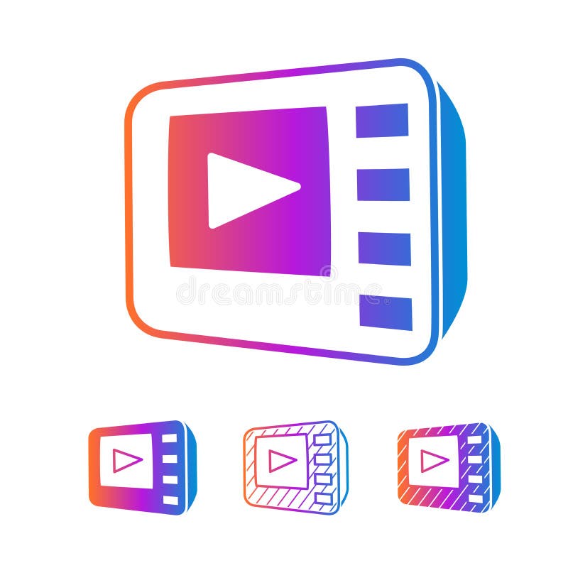 Set of Colour Stylized Isometric Modern Multimedia TV Icons, Isolated ...