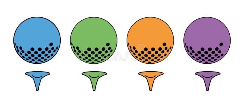 Set of Coloured Golf Ball Icons Stock Illustration - Illustration of ...