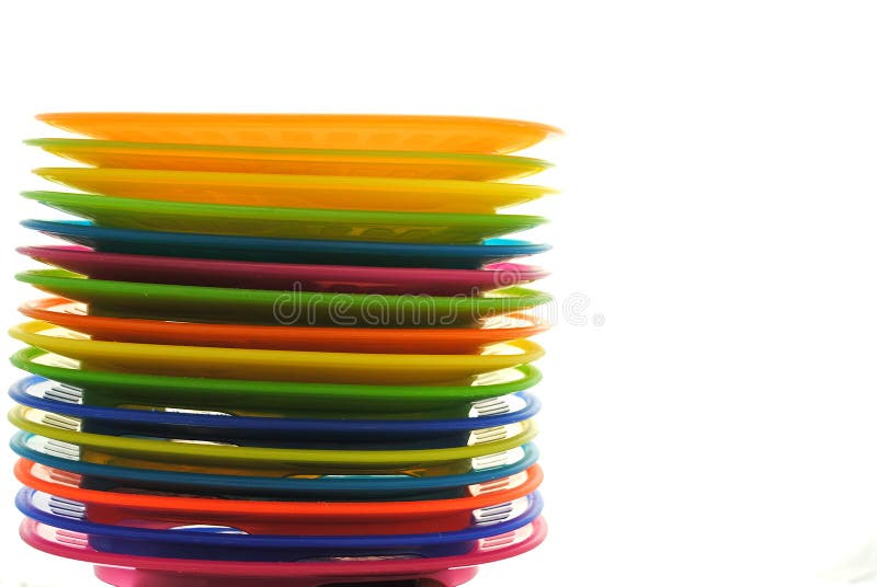 Set of Coloured Plastic Dishes Stock Photo - Image of children ...
