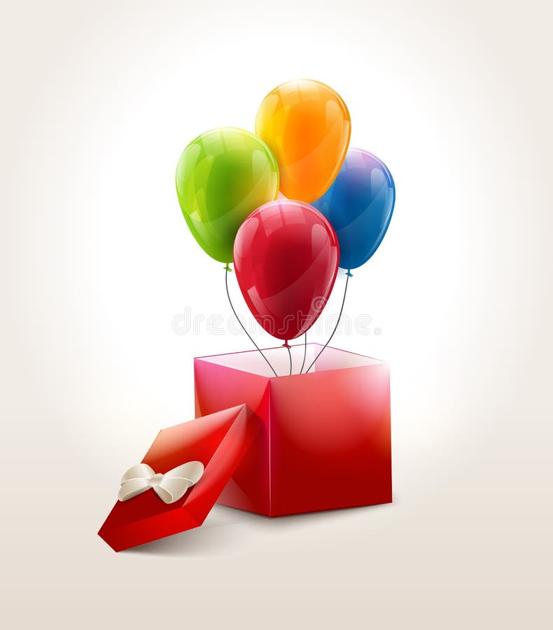 Set of Colourful Birthday or Party Balloons with Red Box Stock Vector ...