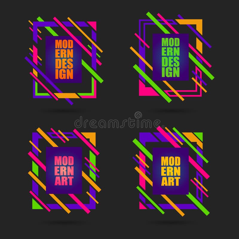 Set of Colourful Geometric Frames. Vector Illustration of Modern Art ...