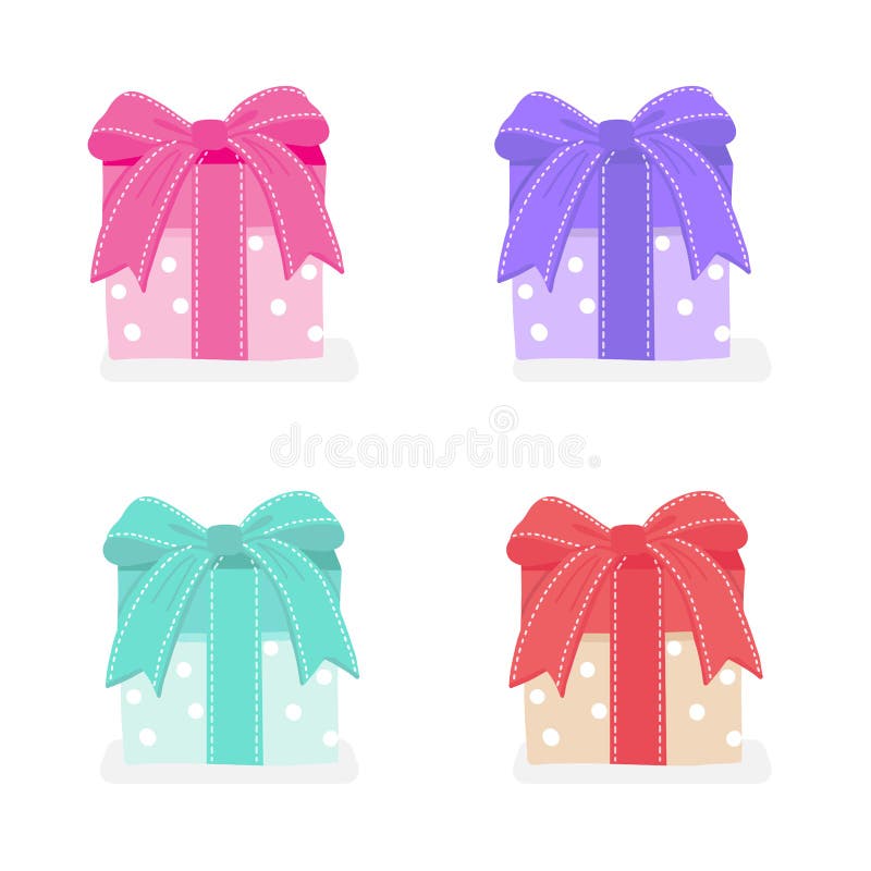 Set of Colourful Gift Present Boxes. Stock Vector - Illustration of ...