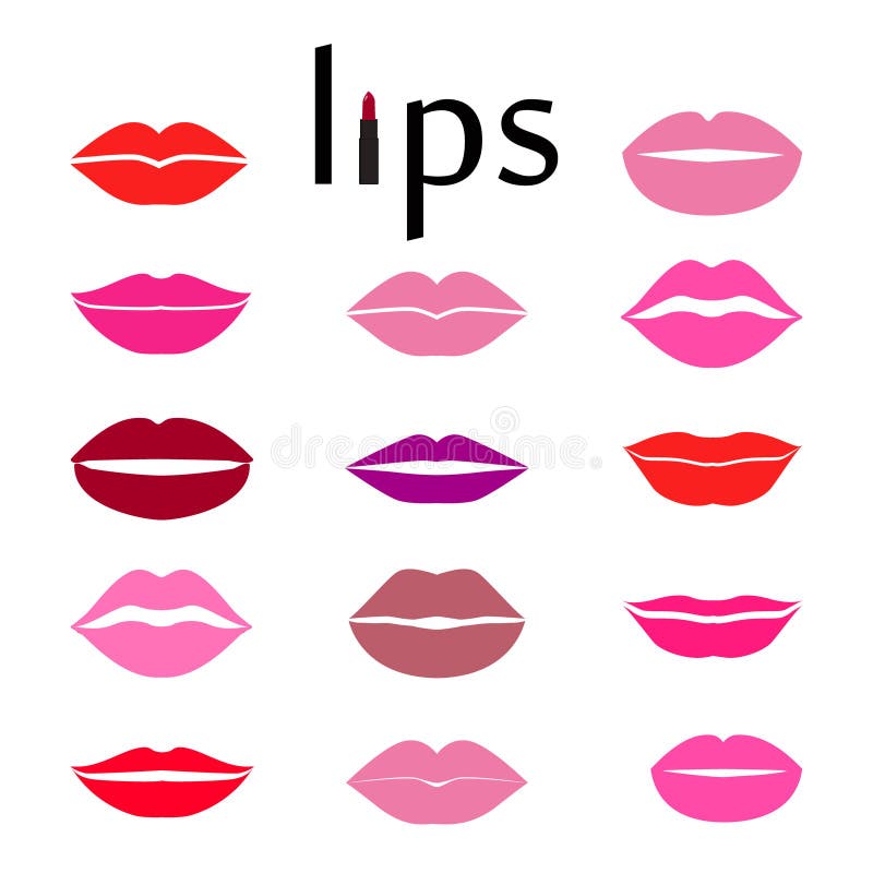 Set of Colourful Ladies Lips. Stock Illustration - Illustration of cool ...