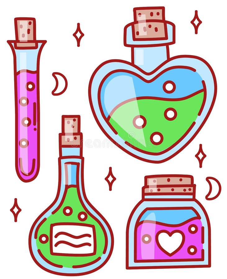 Set of Colourful Magic Bottles. Vetor Illustration Stock Vector ...