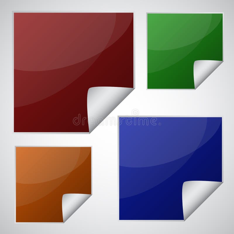 Set of Colourful Square Stickers Stock Vector - Illustration of ...
