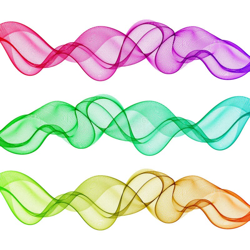 Set of Colourful Wave Isolated on White Background. Vector Illustration ...