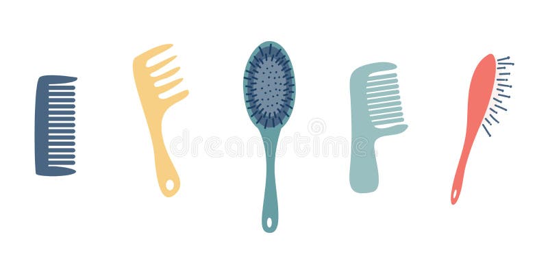 A Set of Combs. Various Shapes and Colors Stock Illustration ...