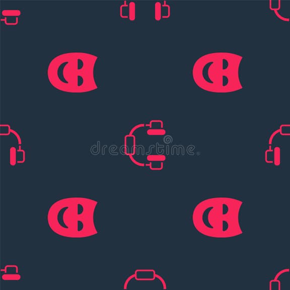 Set Comedy Theatrical Mask and Headphones on Seamless Pattern. Vector ...