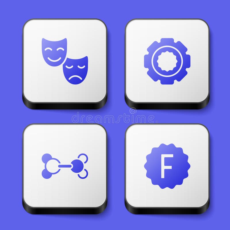 Set Comedy and Tragedy Masks, Gear, Molecule and Exam Paper with ...