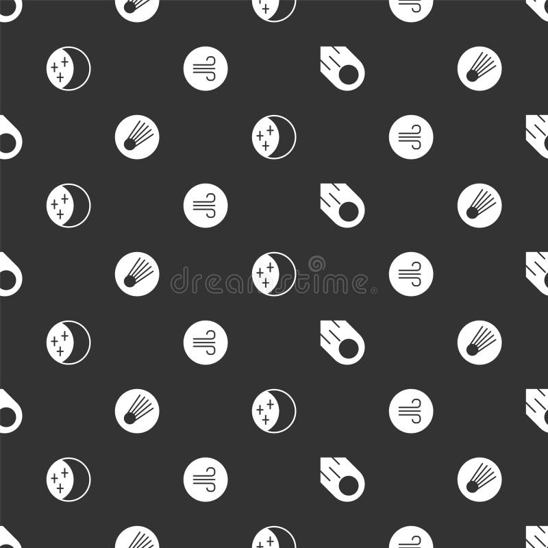 Set Comet, Eclipse of the Sun and Windy Weather on Seamless Pattern ...